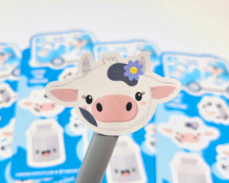 Cow Sticker Sheet, Livin' the Cream, Cute Dairy Cow Stickers, Kawaii ...