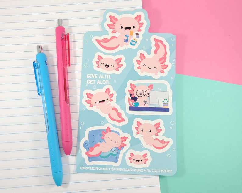 Axolotl Sticker Sheet, Give Alitl, Get Alotl, Cute Axolotl Stickers ...