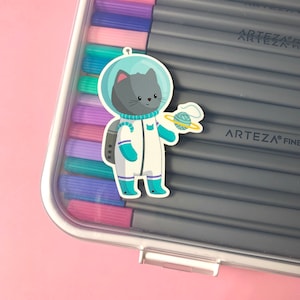 Cat Space Sticker, Vinyl Stickers, Laptop Decal, Cat Gift for Her, Cute ...
