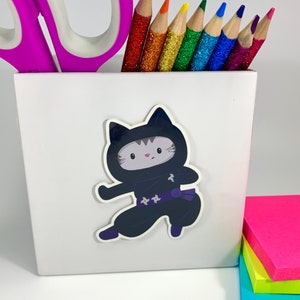 Ninja Cat Sticker, Vinyl Stickers, Laptop Decal, Cat Gift for Her, Cute ...