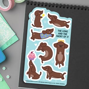 Long Dogs Sticker Sheet, Dachshund Dog Stickers, Cute Weiner Dog ...
