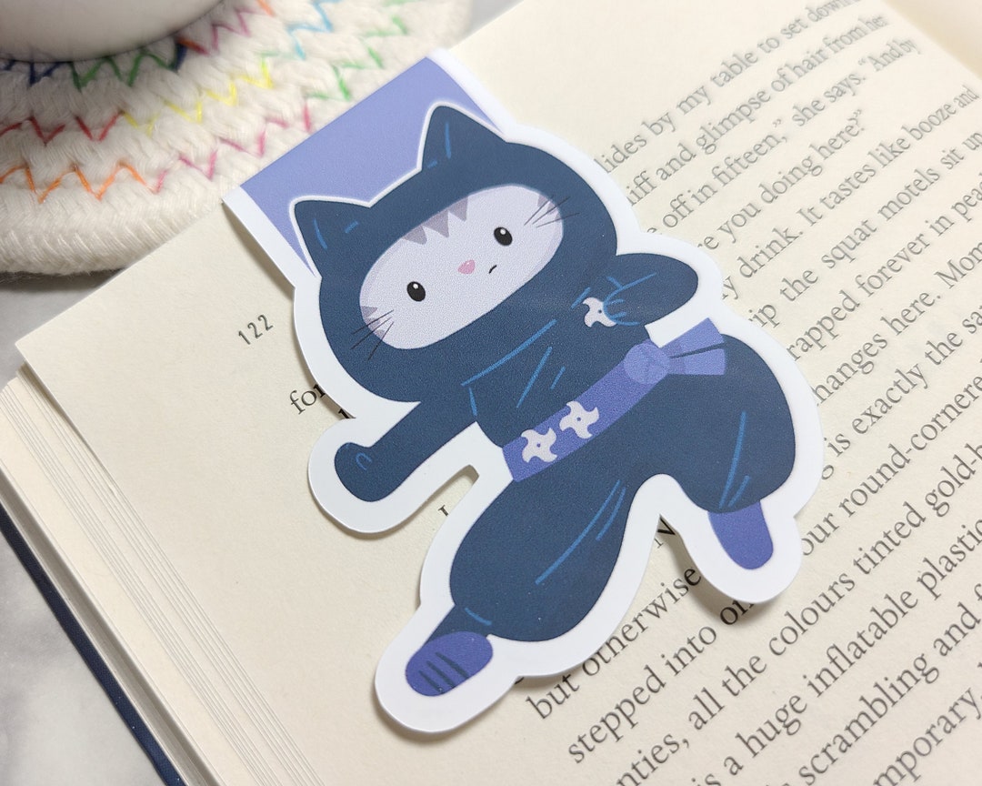 Cat Ninja Magnetic Bookmark, Kawaii Ninja Cat Bookmark, Cute Kitty ...