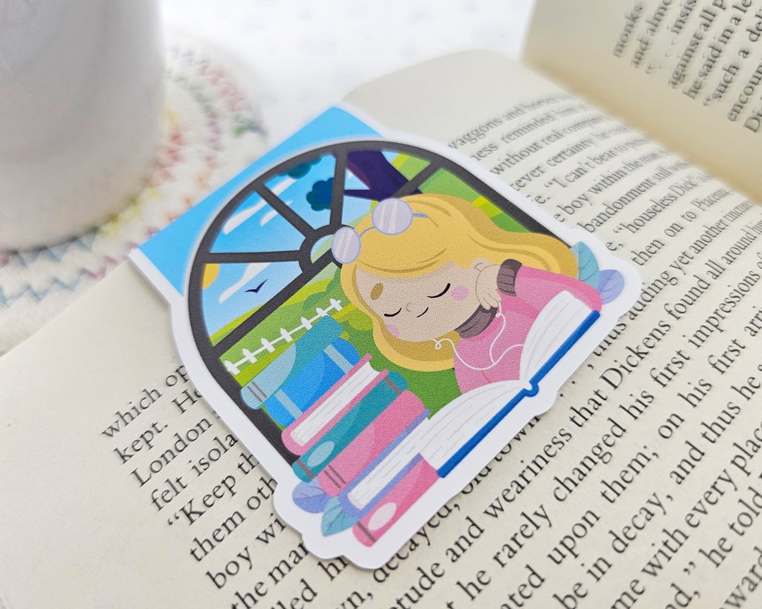 Reading Girl Blonde Hair Bookmark, Cute Girl Planner Clip, Kawaii ...