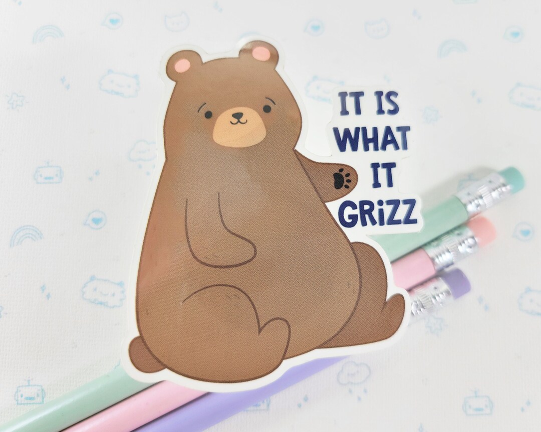 Brown Grizzly Bear Sticker, Vinyl Stickers, Laptop Decal, Grizzly Bear ...