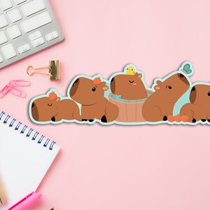 Capybaras Long Vinyl Sticker, Cute Capybara Sticker, Kawaii Decal ...