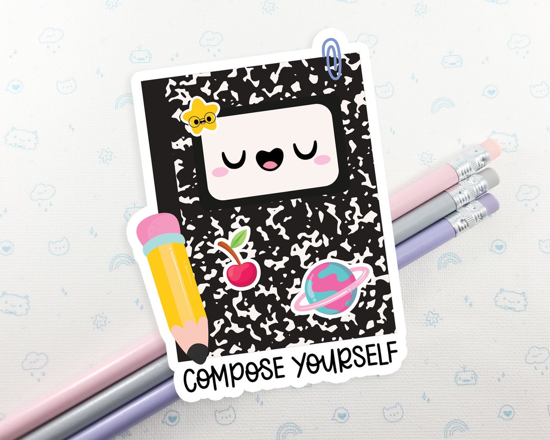 Composition Notebook Vinyl Sticker, Funny Notebook Sticker, Pun Sticker ...