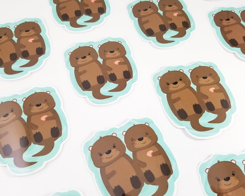 Otters Sticker, Vinyl Sticker, Otter Couple, Cute Sticker, Laptop Decal ...