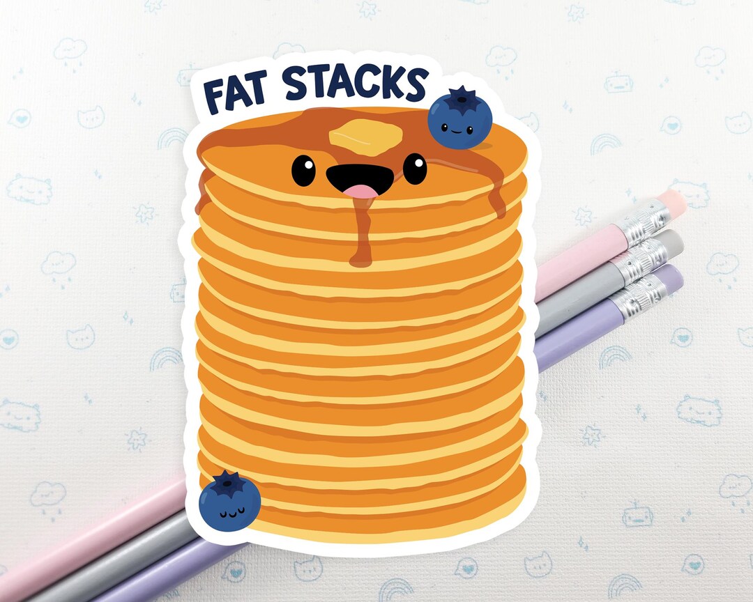 Pancake Stack Sticker, Pancakes Laptop Sticker, Breakfast Sticker, Fat ...