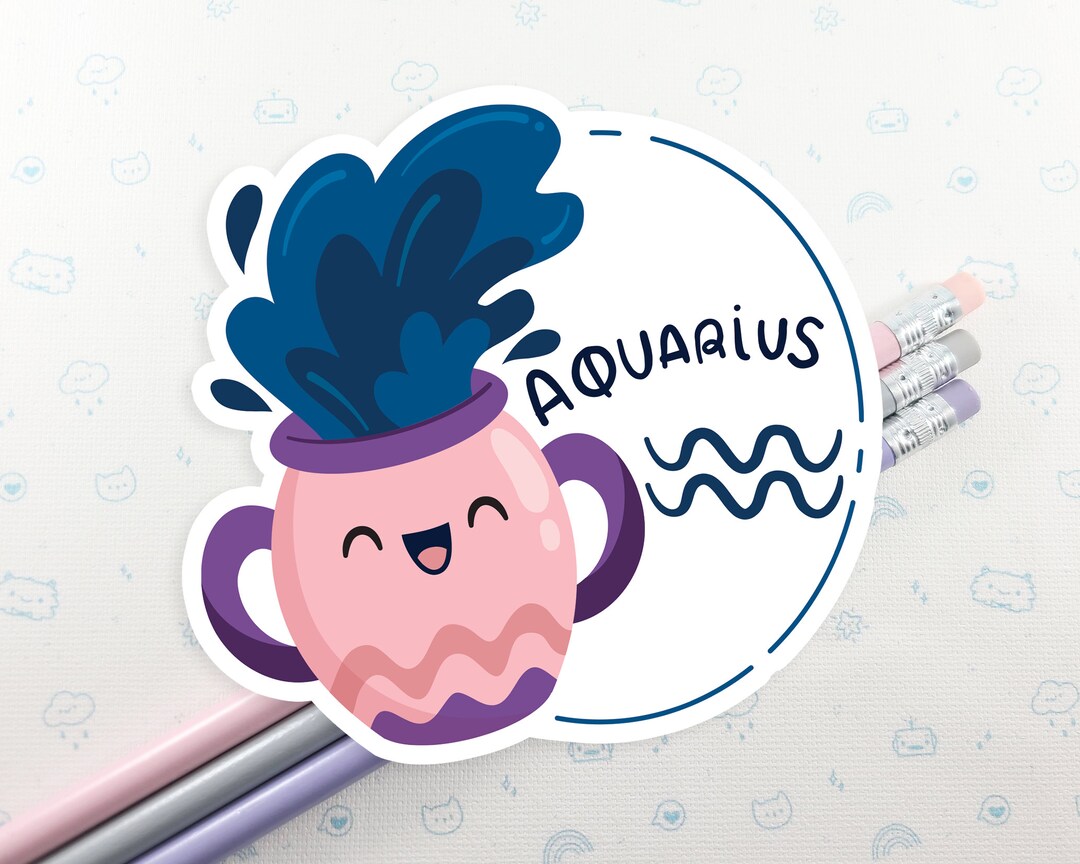 Aquarius Zodiac Sign Sticker, Astrology Vinyl Sticker, Star Chart ...