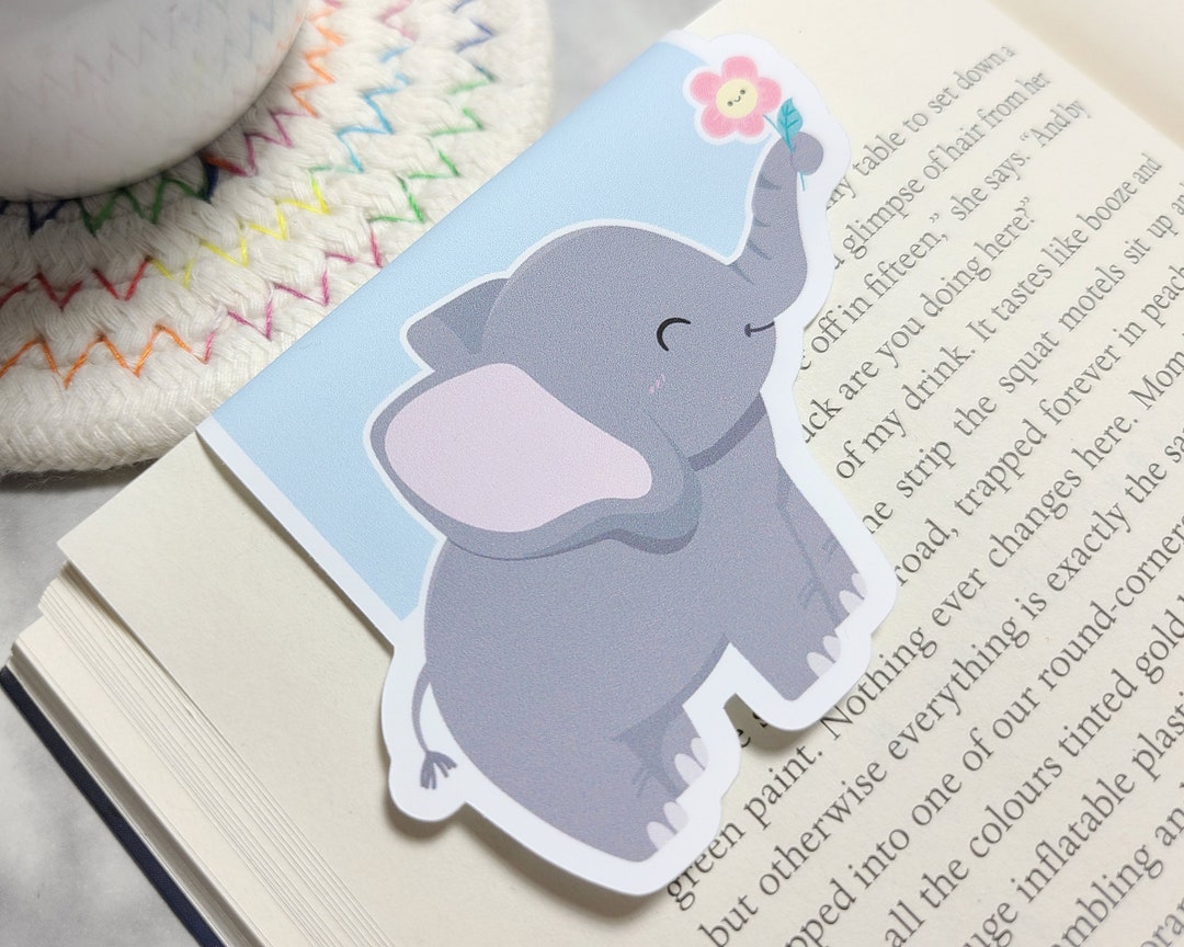 Elephant Bookmark, Elephant Planner Clip, Cute Elephant Flower Bookmark ...