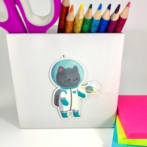 Cat Space Sticker, Vinyl Stickers, Laptop Decal, Cat Gift for Her, Cute ...