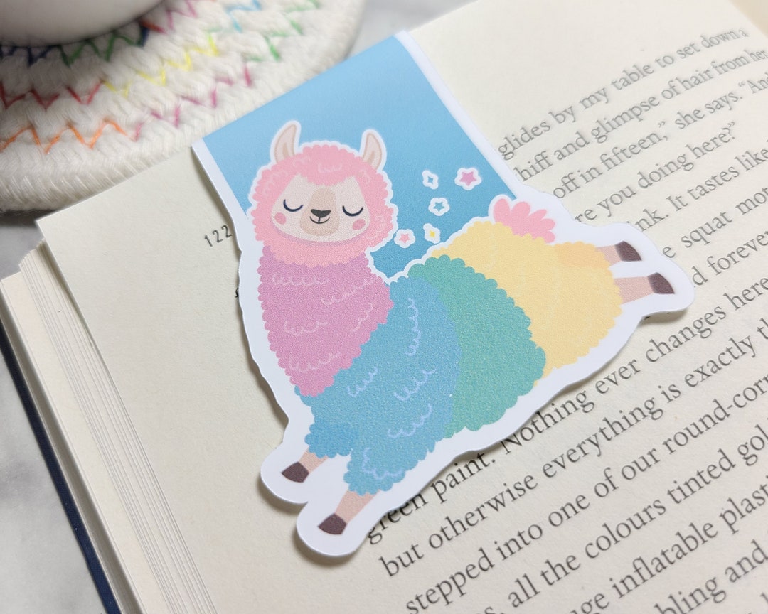 Pastel Llama Bookmark, Rainbow Llama Planner Clip, Cute Leaping Llama ...