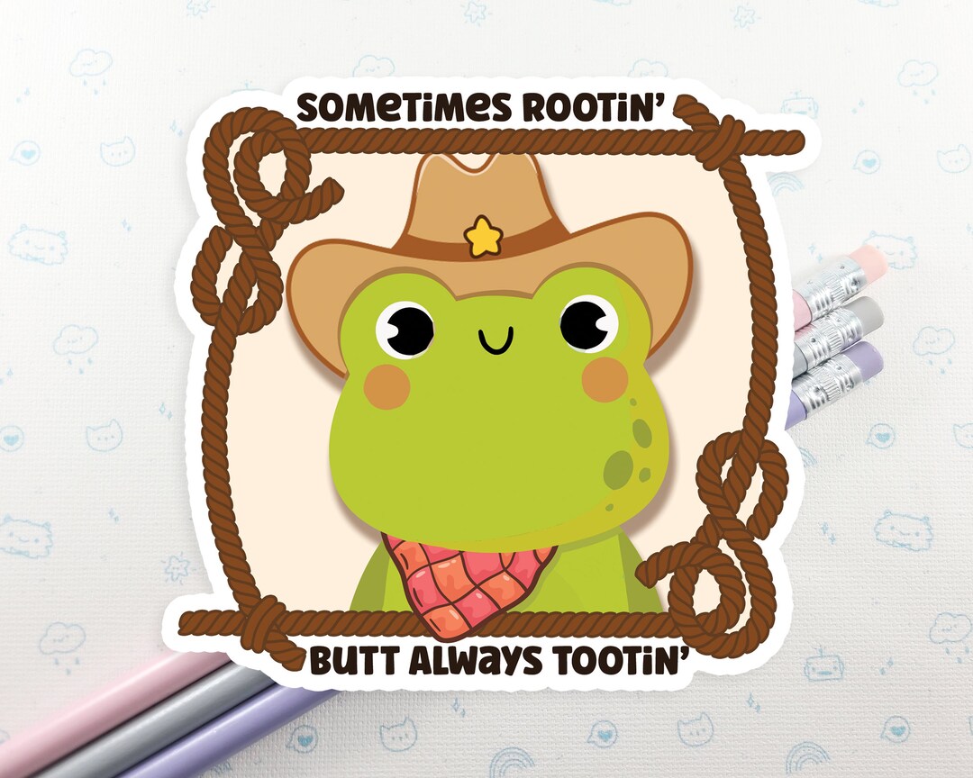 Frog Cowboy Sticker, Vinyl Stickers, Laptop Decal, Western Frog Gift ...