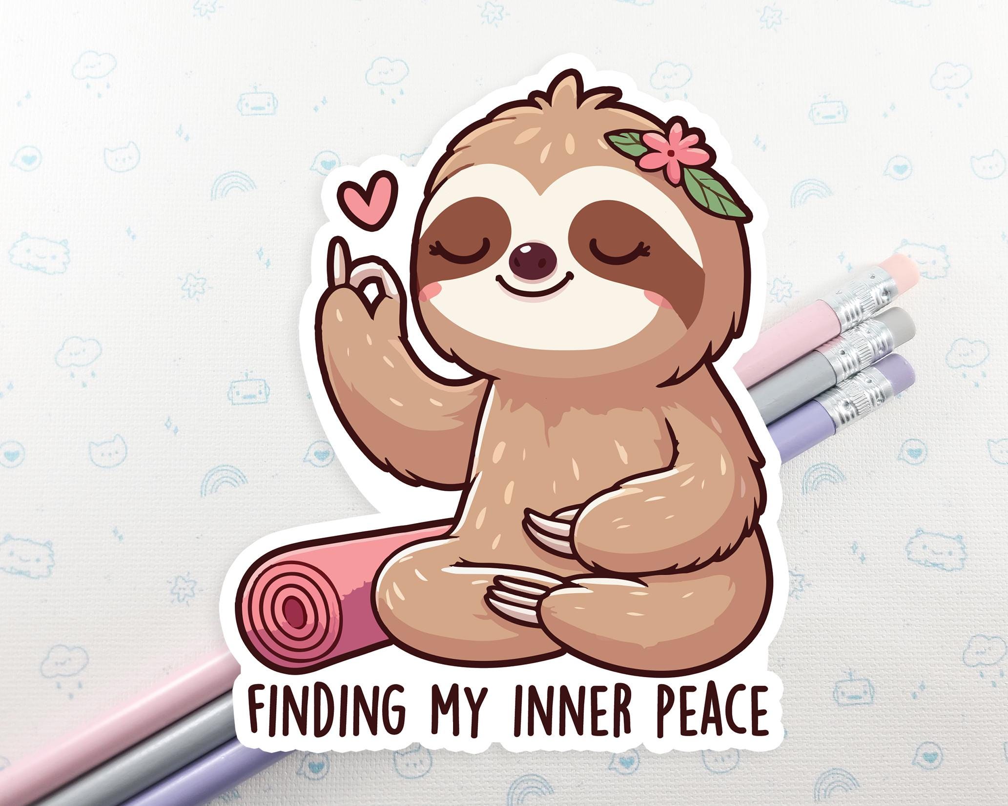 Yoga Sloth Sticker: Meditation Vinyl Decal, Laptop Sticker - Etsy
