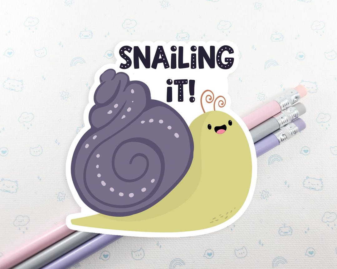 Snail Vinyl Sticker, Laptop Snailing It Decal, Snail Pun Gift, Gift for ...