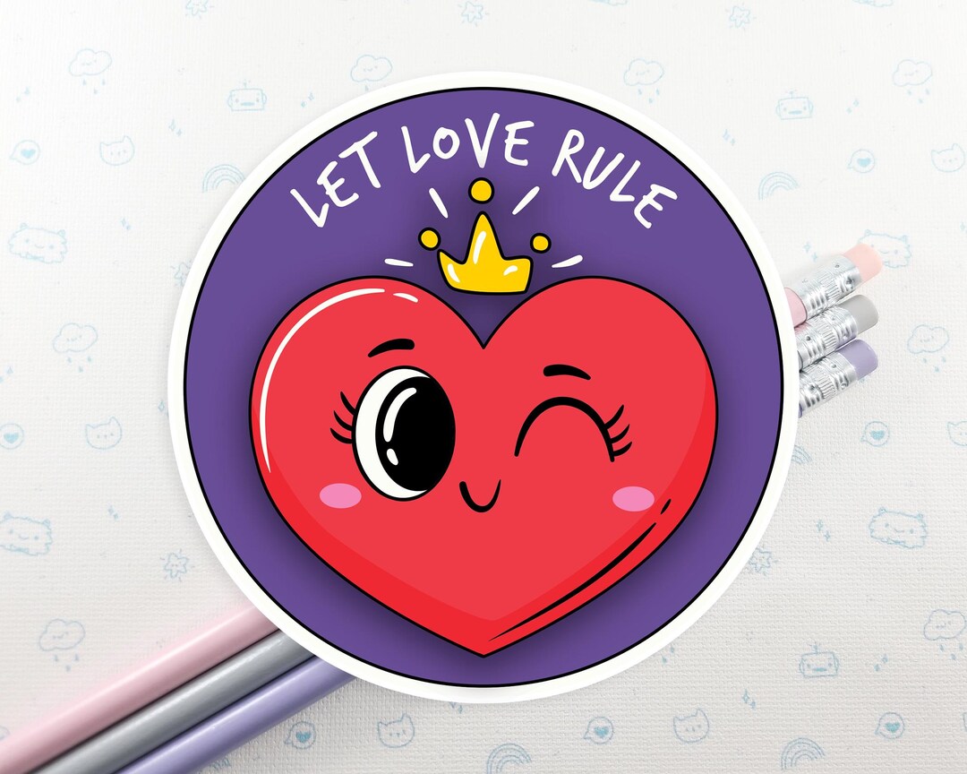 Let Love Rule Vinyl Sticker, Heart Stickers, Laptop Decal, Love Rules ...