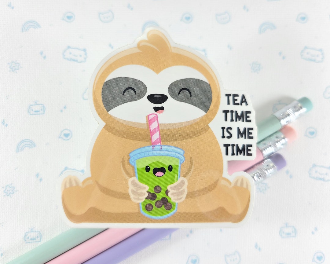 Sloth Boba Sticker, Vinyl Stickers, Laptop Decal, Sloth Gift, Gift for ...