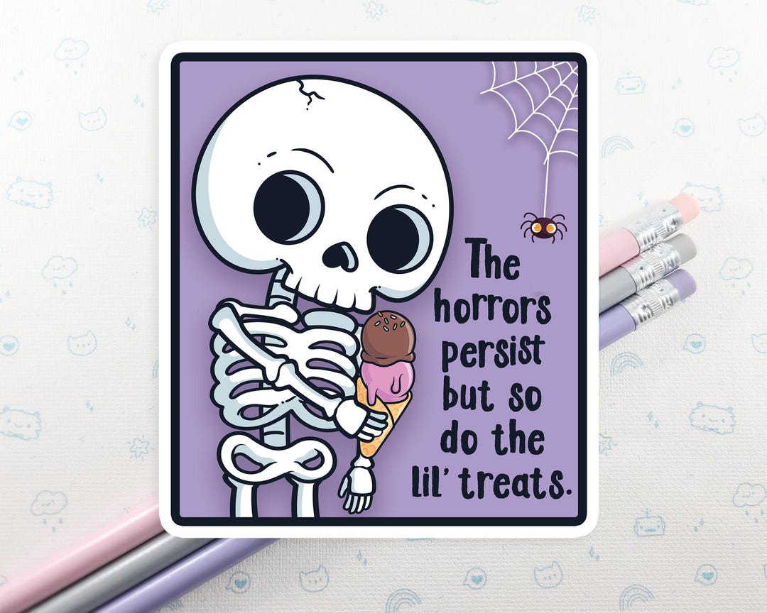 Skeleton Horrors Vinyl Sticker, Cute Spooky Vinyl Sticker, Laptop Decal ...
