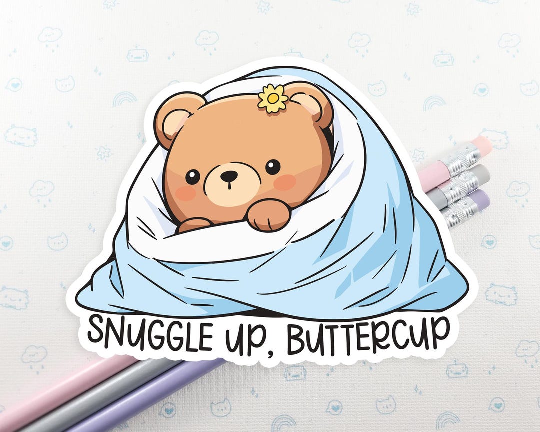 Snuggle up Bear Vinyl Sticker, Laptop Decal, Cute Bear Gift, Gift for ...