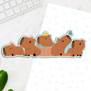 Capybaras Long Vinyl Sticker, Cute Capybara Sticker, Kawaii Decal ...