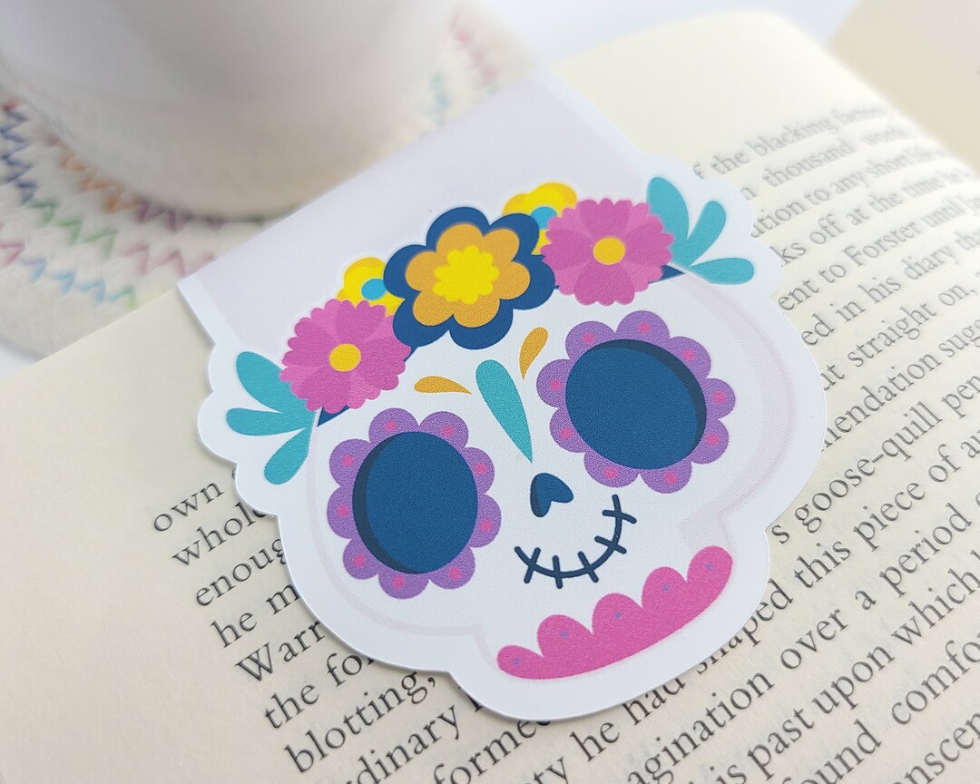 Sugar Skull Day of the Dead Bookmark, Skull Planner Clip, Dia De ...