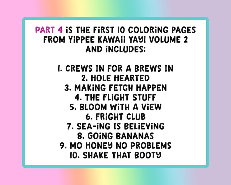 Kawaii Coloring Book: Yippee Yay! Part 4 (digital Download) - Etsy