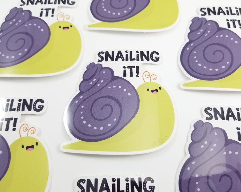 Snail Vinyl Sticker Laptop Snailing It Decal Snail Pun Gift | Etsy