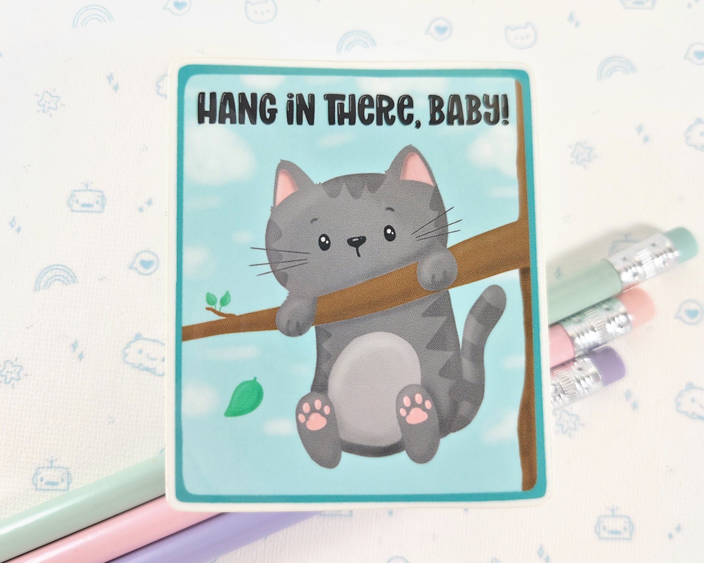 Hang In There Baby Cat Poster