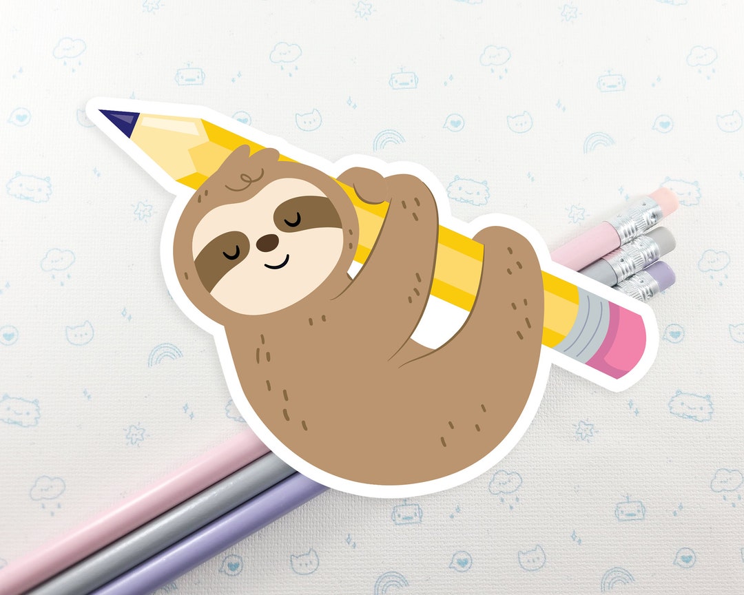 Sloth Pencil Sticker, Vinyl Stickers, Laptop Decal, Sloth Gift for Her ...