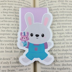 Bunny Drinking Boba Magnetic Bookmark, Cute Bubble Tea Planner Clip ...