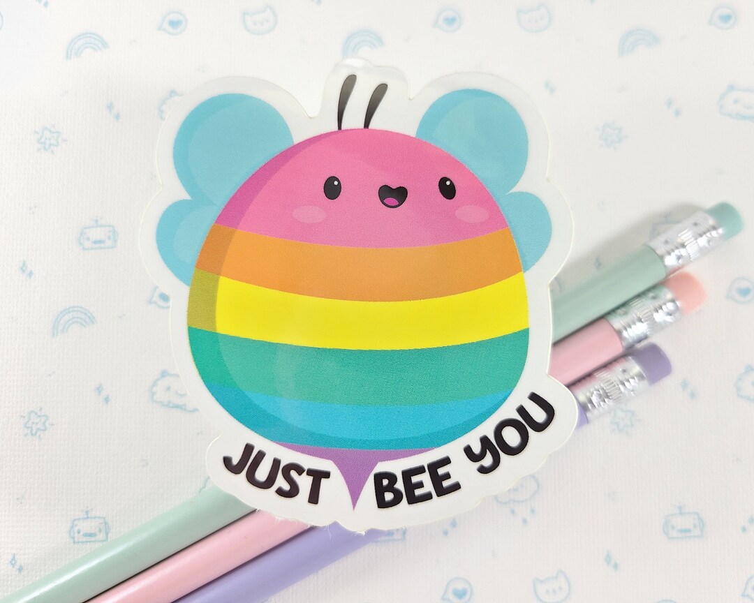 Rainbow Bee Sticker, Vinyl Stickers, Laptop Decal, Just Bee You Gift ...