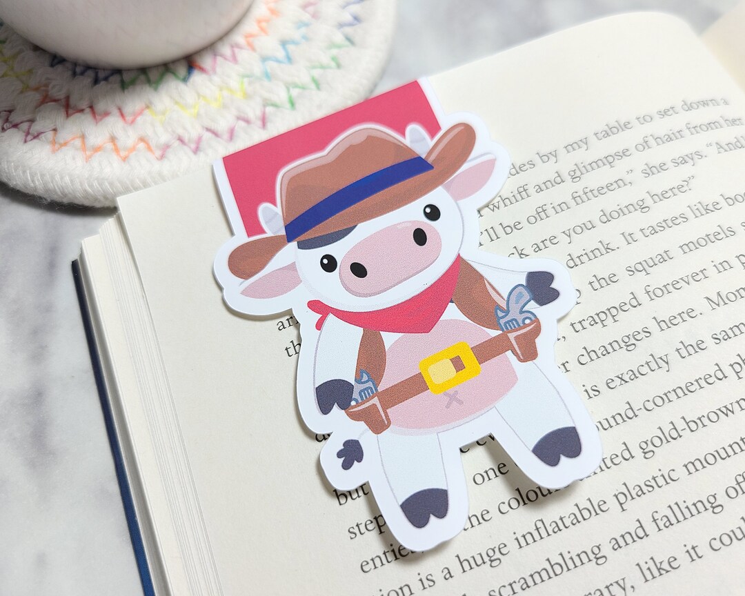 Cowboy Cow Magnetic Bookmark, Cow Themed Planner Clip, Kawaii Cowboy ...