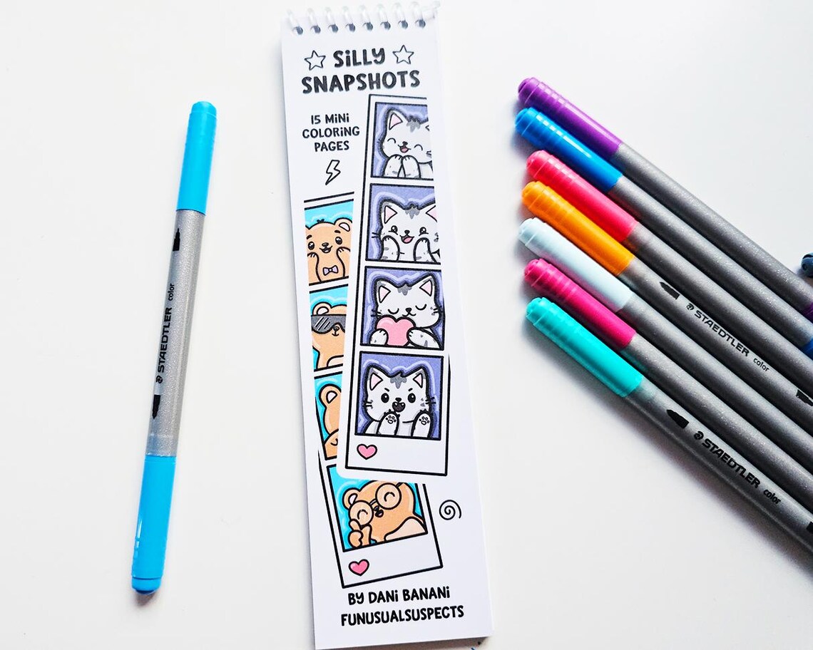 Silly Snapshots Mini Coloring Book, Cute Kawaii Premium Coloring Pages ...