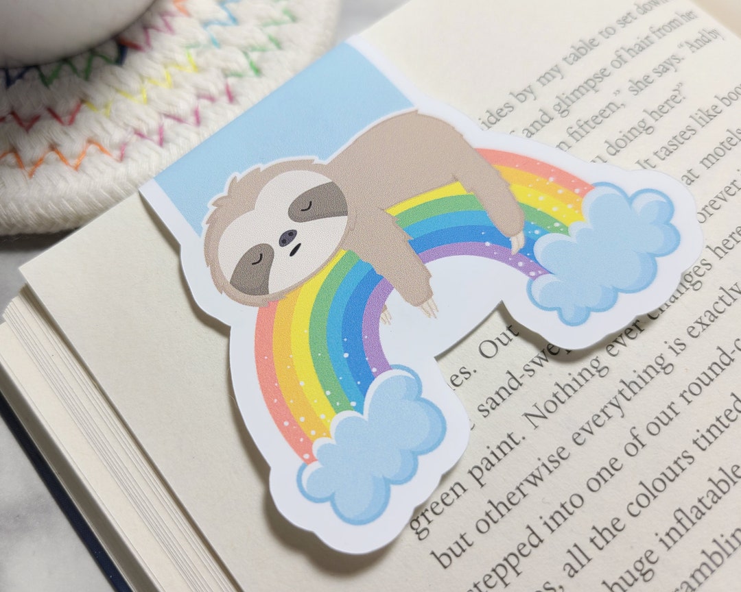 Sloth Rainbow Bookmark, Sleepy Sloth Planner Clip, Cute Sloth Bookmark ...