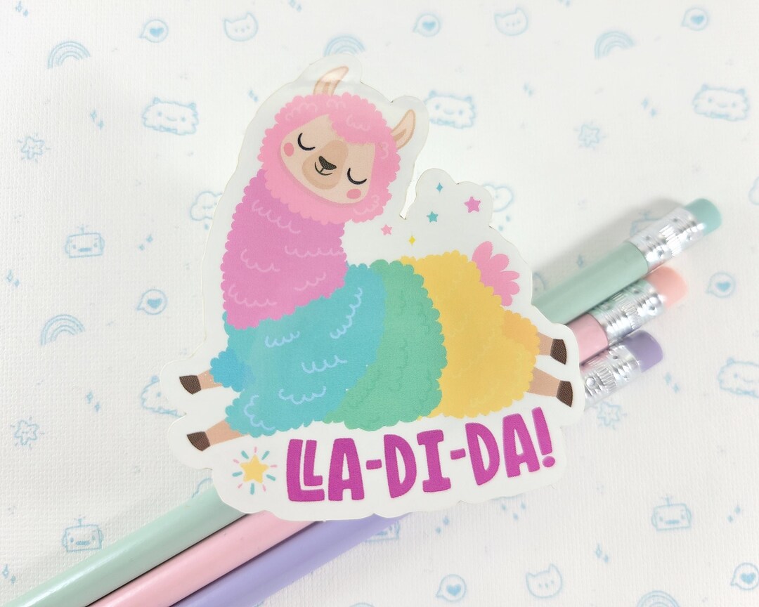 Llama Lla-di-da Vinyl Sticker, Cute Llama Decal, Laptop Llama Sticker ...
