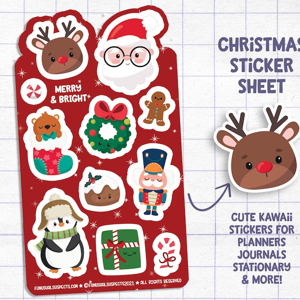 Cute Christmas Stickers - Etsy