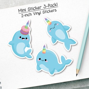 Narwhal Mini Vinyl Stickers, Waterproof Stickers, Cute Laptop Decals ...