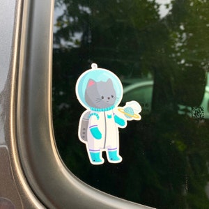Cat Space Sticker, Vinyl Stickers, Laptop Decal, Cat Gift for Her, Cute ...