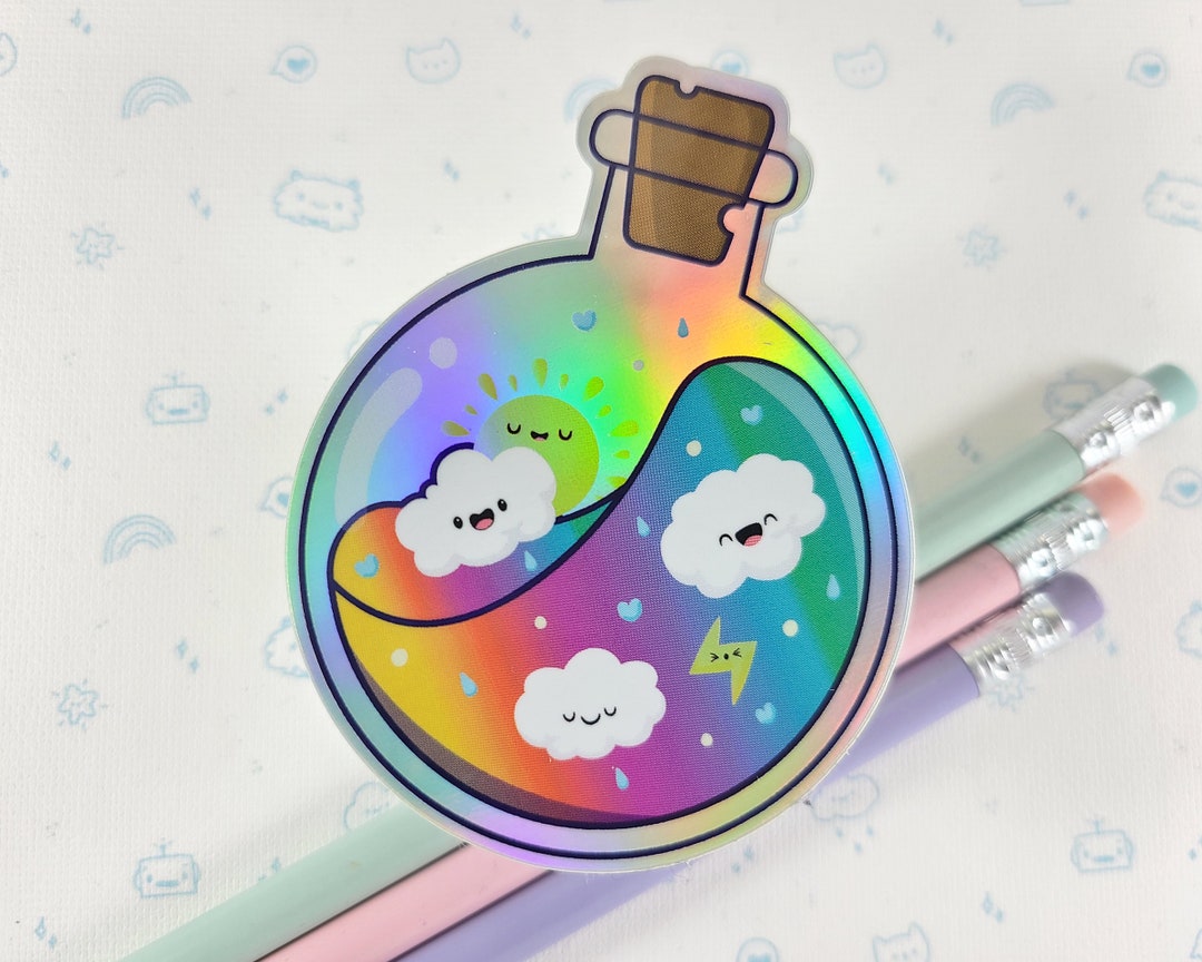 Rainbow Clouds Holographic Sticker, S0501, Vinyl Stickers, Laptop Decal ...