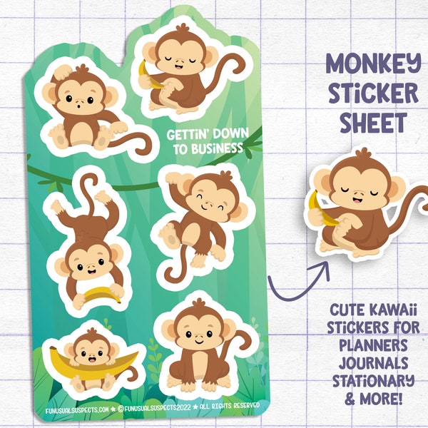 Monkey Stickers - Etsy