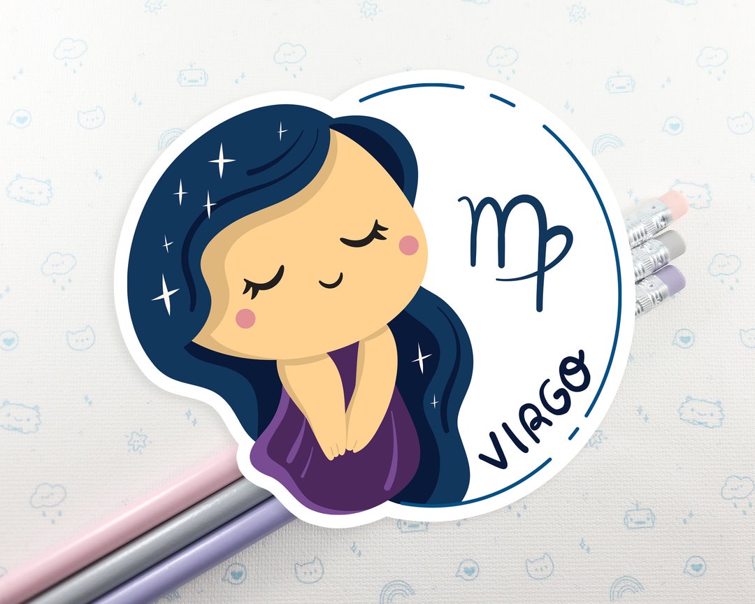 Virgo Zodiac Sign Sticker, Astrology Vinyl Sticker, Star Chart Laptop ...