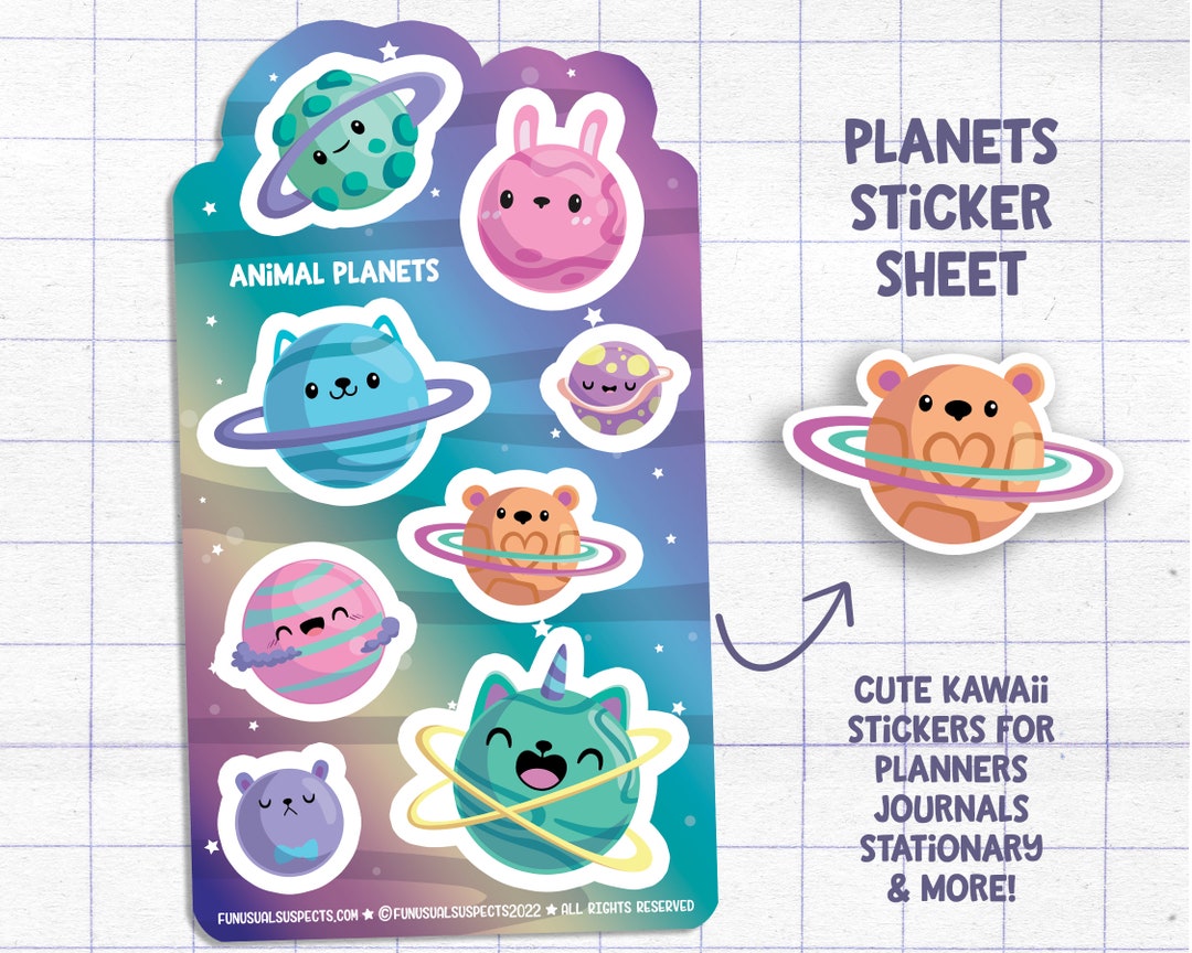 Animal Planet Sticker Sheet, Animal Planets, Cute Planet Stickers ...