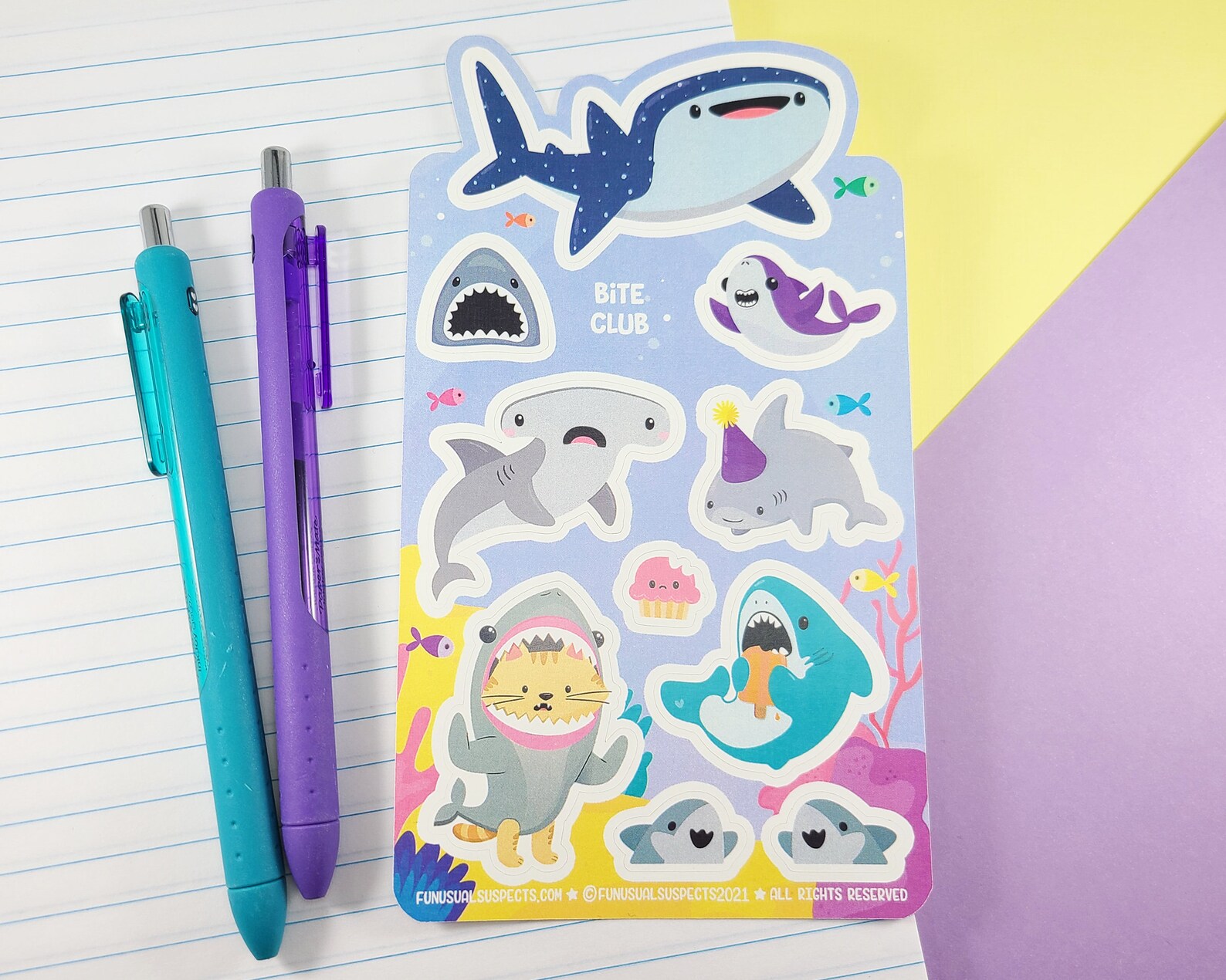 Shark Sticker Sheet SS015 Bite Club Cute Shark Stickers - Etsy