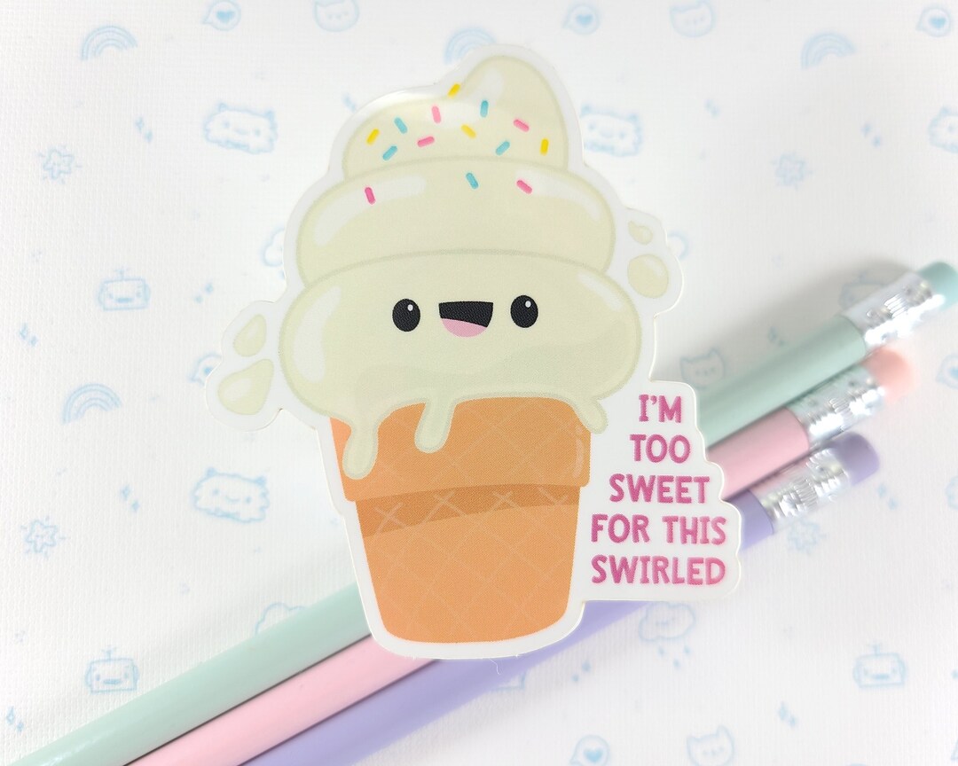 Ice Cream Vinyl Sticker, Soft Serve Swirl Decal, Laptop Ice Cream ...