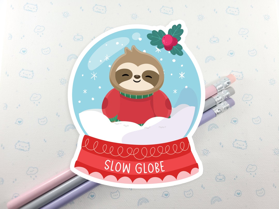 Christmas Sloth Snow Globe Sticker: Festive Vinyl Decal - Etsy