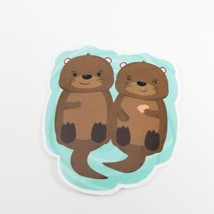 Otters Sticker, Vinyl Sticker, Otter Couple, Cute Sticker, Laptop Decal ...
