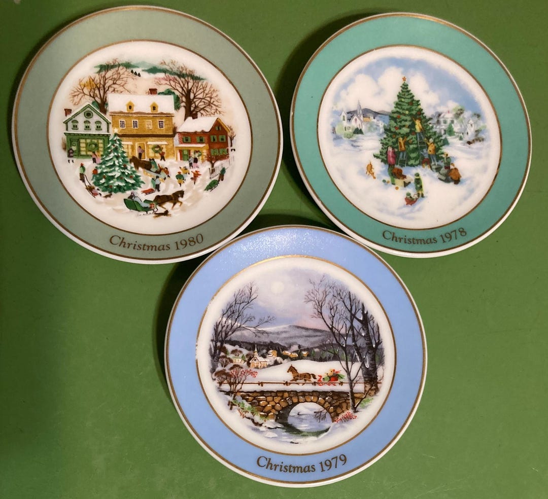 Set of 3 Vintage (1989) Avon Collectible Plate Ornaments ~~ Miniature ...