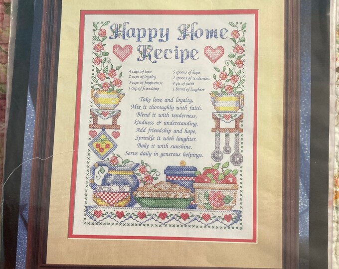 Vintage Home & Kitchen Themed Cross Stitch Kit Happy Home Recipe - Etsy