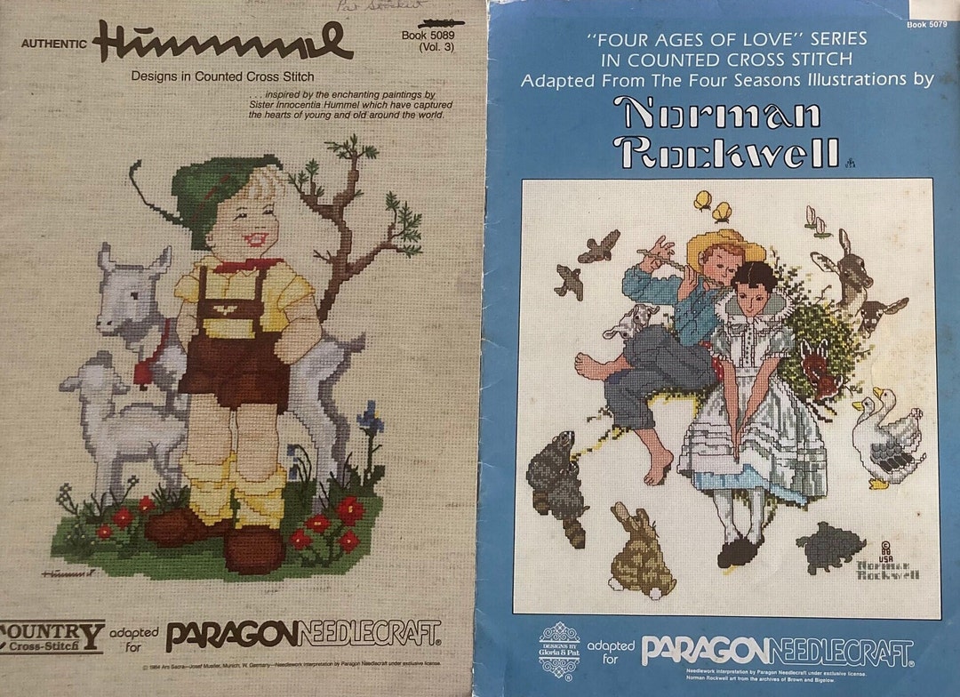 Authentic, Vintage 1980's Hummel & Norman Rockwell Cross Stitch Pattern ...