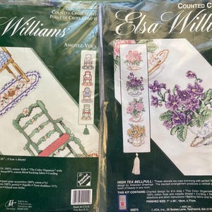 Elsa Williams Cross Stitch Kits high Tea & have a Seat Bellpulls Fabric ...